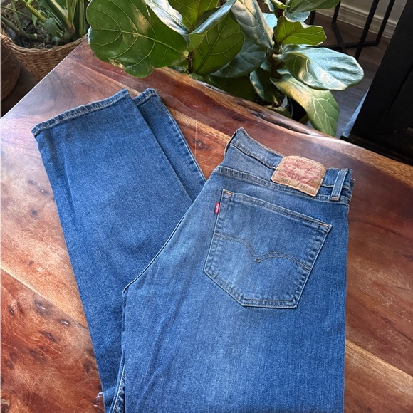 Levi's | Jeans | Levis Classic Blue Jeans With Tan Leather Patch | Poshmark
